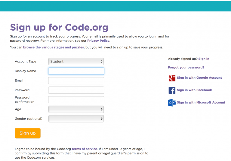 2. Sign up to Code.org - Profesor Web